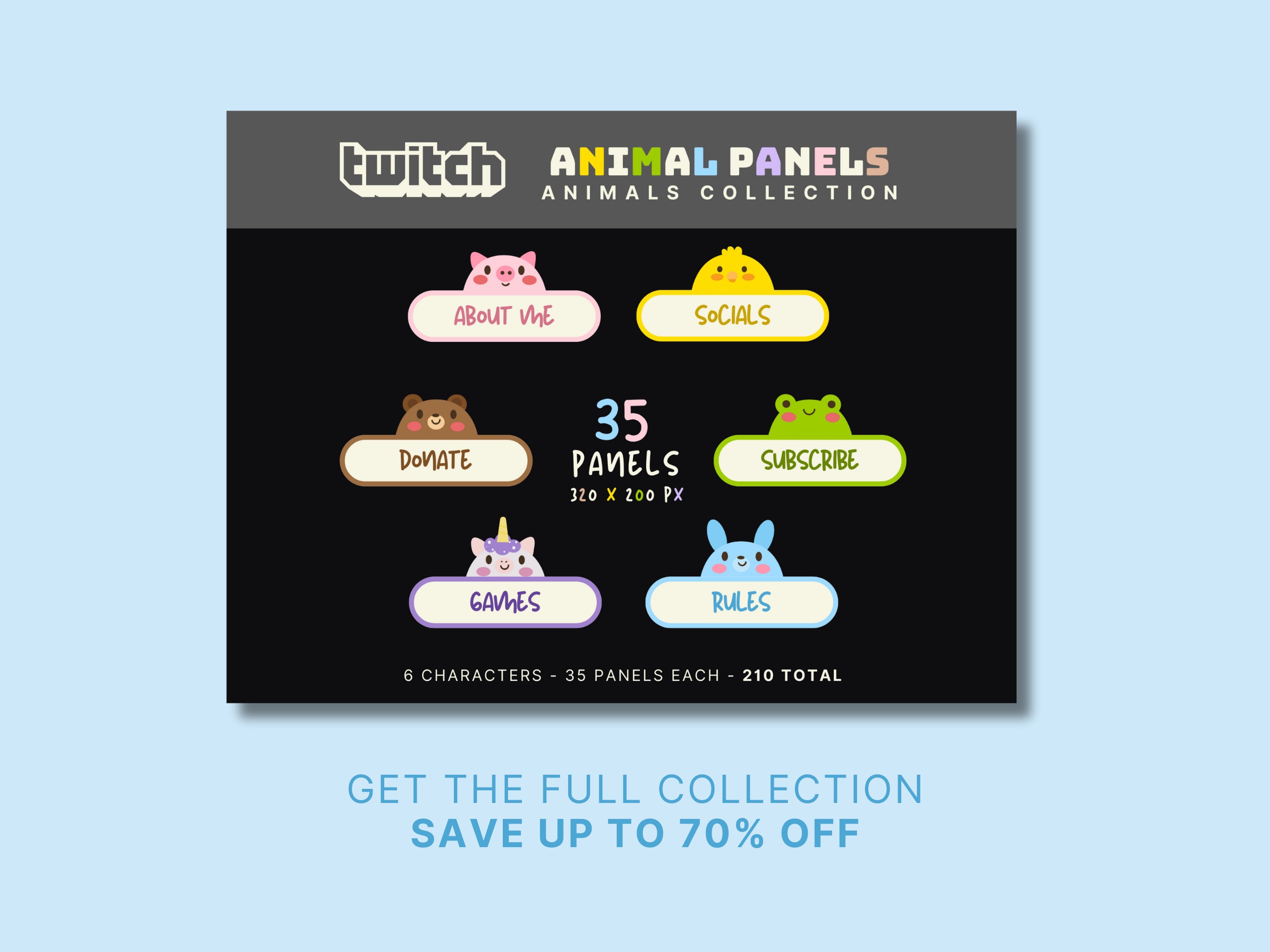 Blue Twitch Panels Cute Bunny Stream Overlay Twitch Assets - Etsy