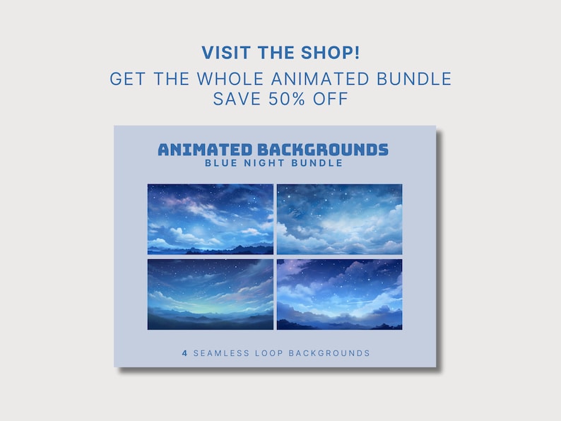 Blue Animated Vtuber Blue Twitch Overlay Vtuber Sky Stream Overlay ...