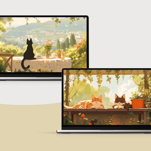 Cats Desktop Wallpaper Cottagecore Desktop Wallpaper Cozy Plants ...