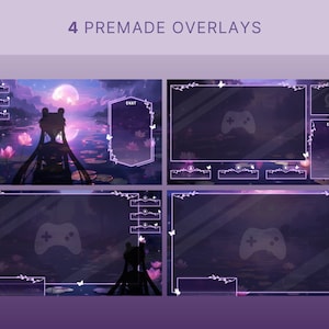 Purple Twitch Overlay Animated Vtuber Background Pond Twitch Overlay ...
