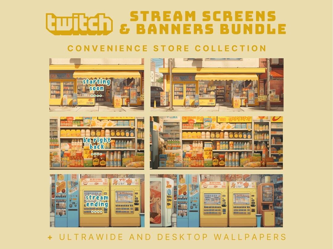 Lofi Twitch Banner Retro Animated Stream Screens Twitch Overlay Yellow ...