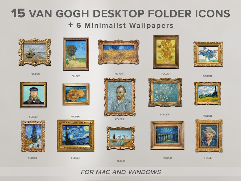Van Gogh Desktop Folder Icons Aesthetic Desktop Organizer Desktop Icons ...