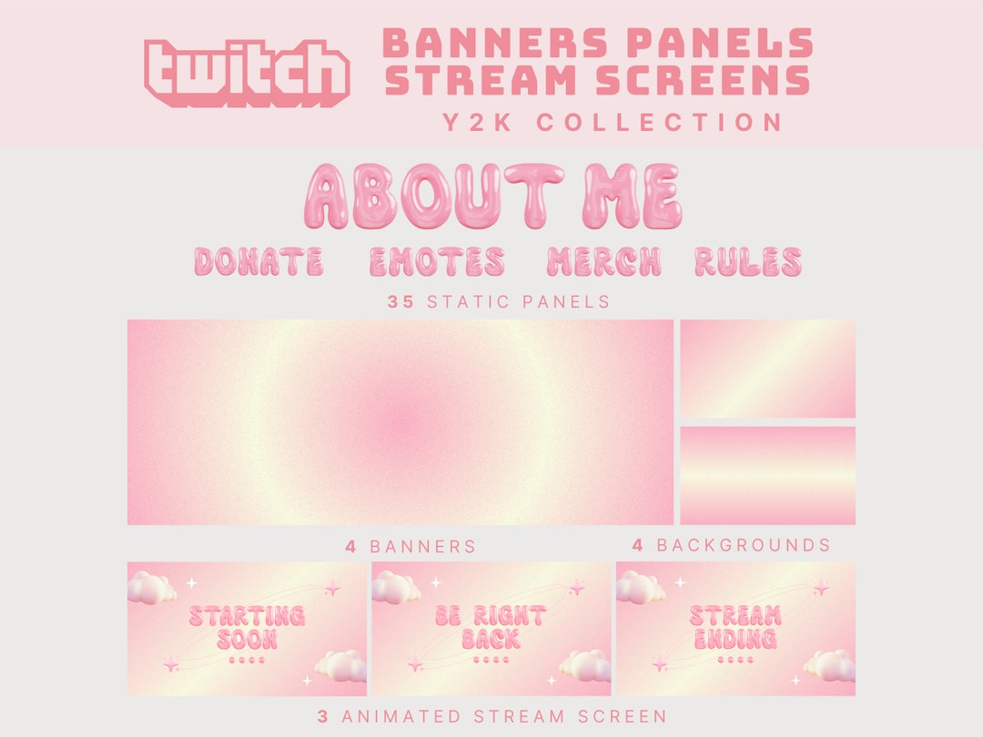 Pink Twitch Overlay Y2k Twitch Aesthetic Pink Twitch Panels Cute Pink ...