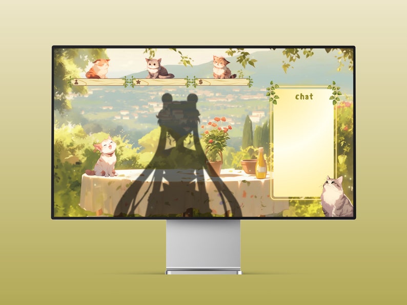 Cozy Cats Twitch Overlay Summer Vtuber Background Cats Overlay Twitch ...