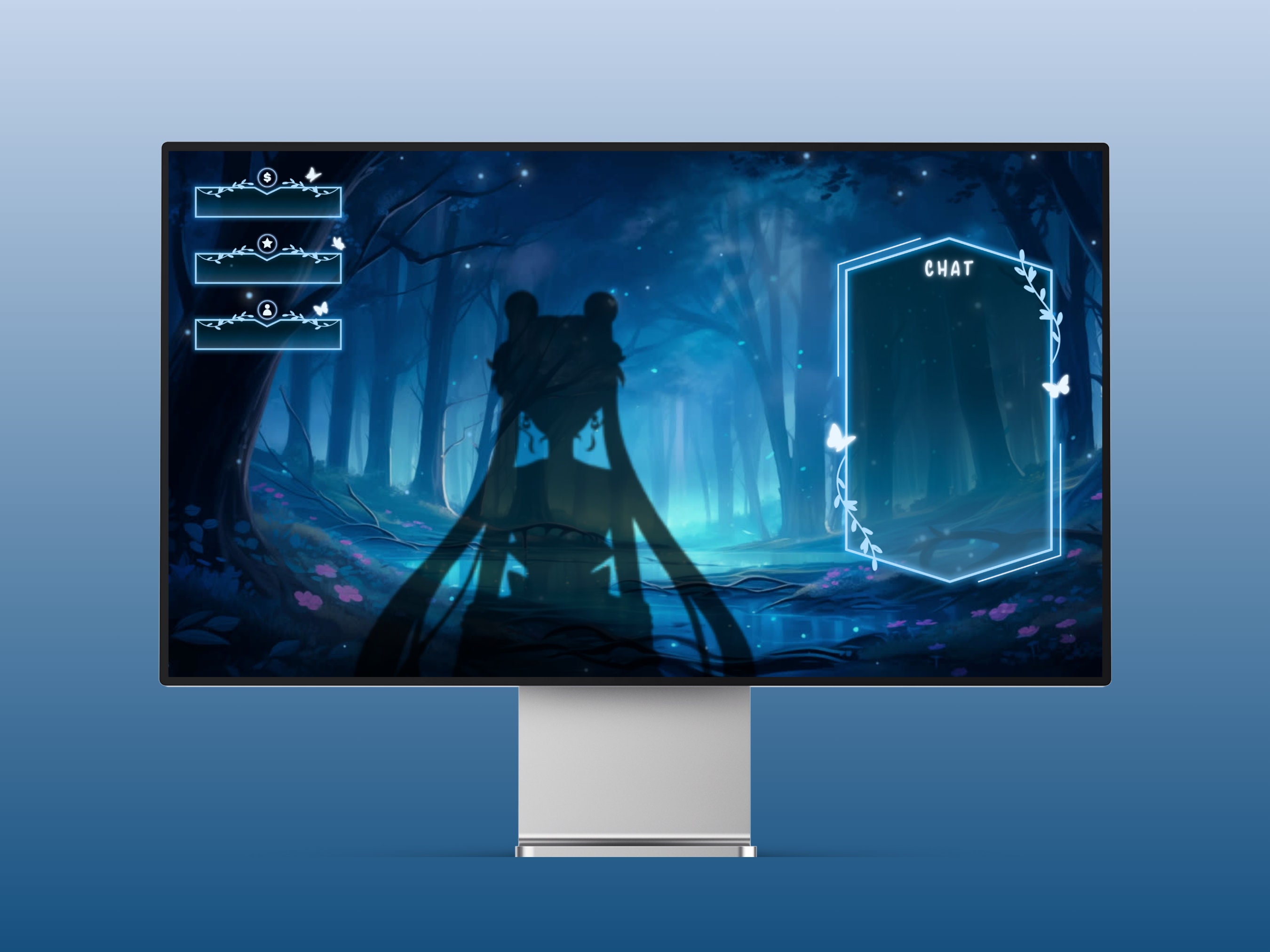 Blue Twitch Overlay Blue Stream Package Animated Vtuber Background ...