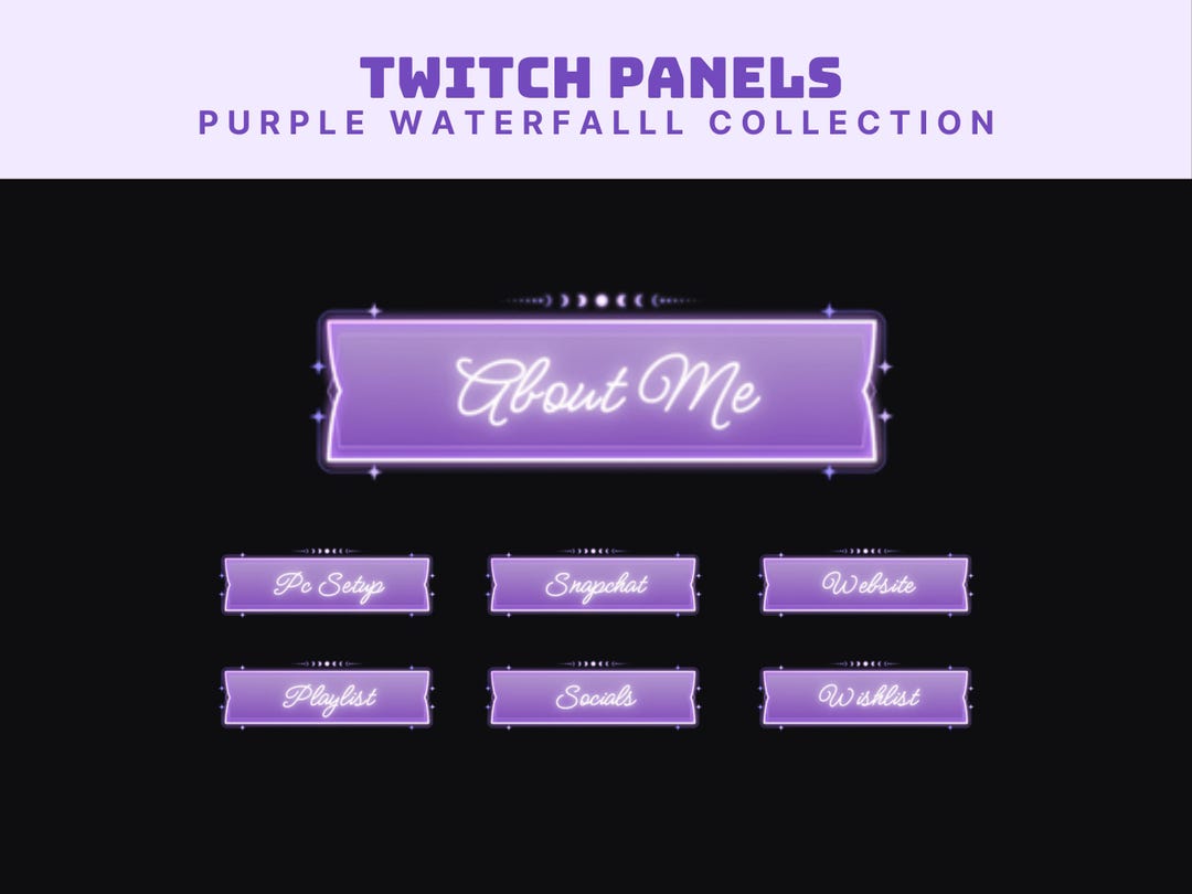 Purple Twitch Panels Purple Overlay Glowing Purple Stream Panels Purple ...
