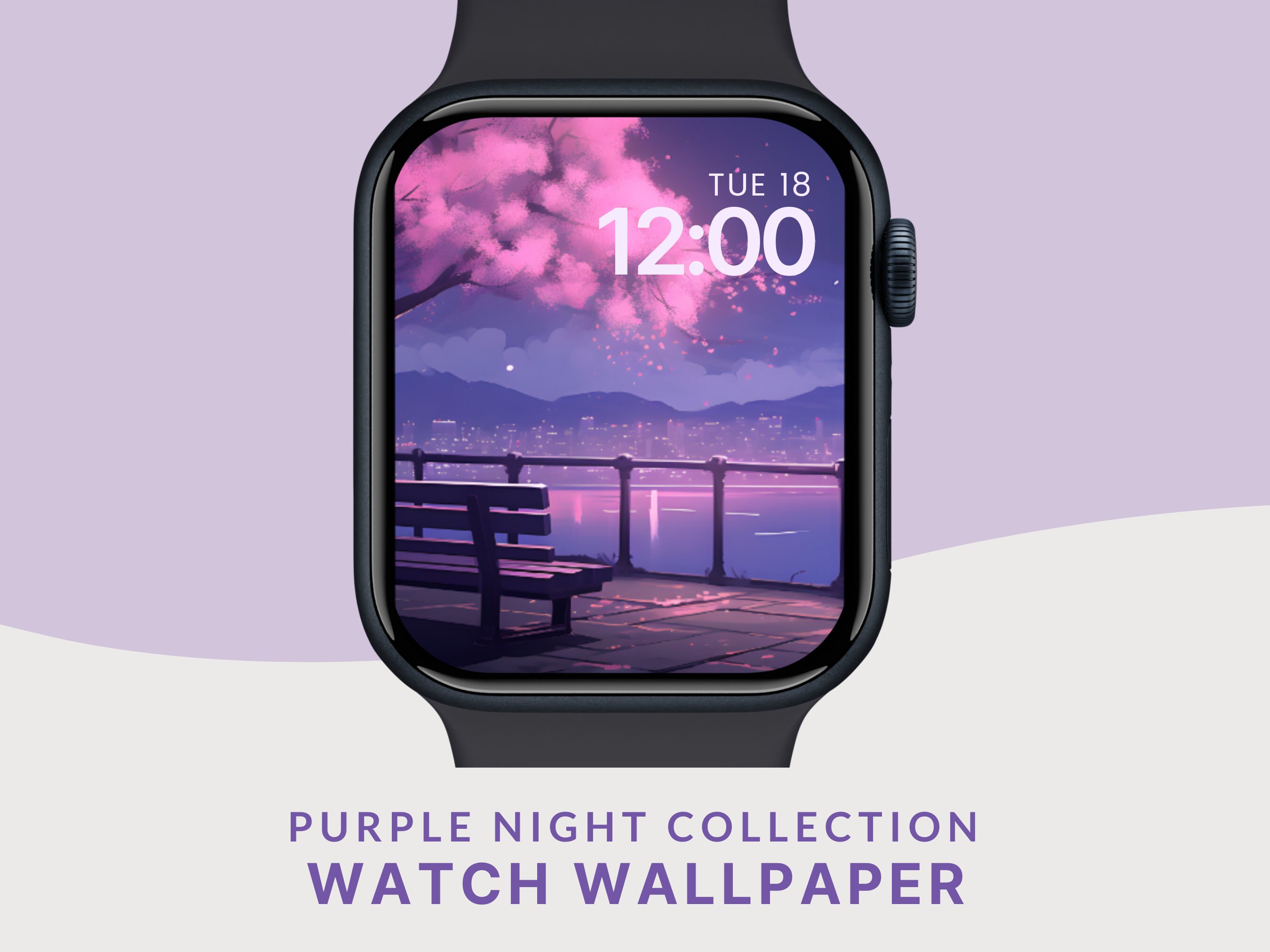 Purple Anime Watch Face Wallpaper Cute Purple Night Watch Wallpaper ...