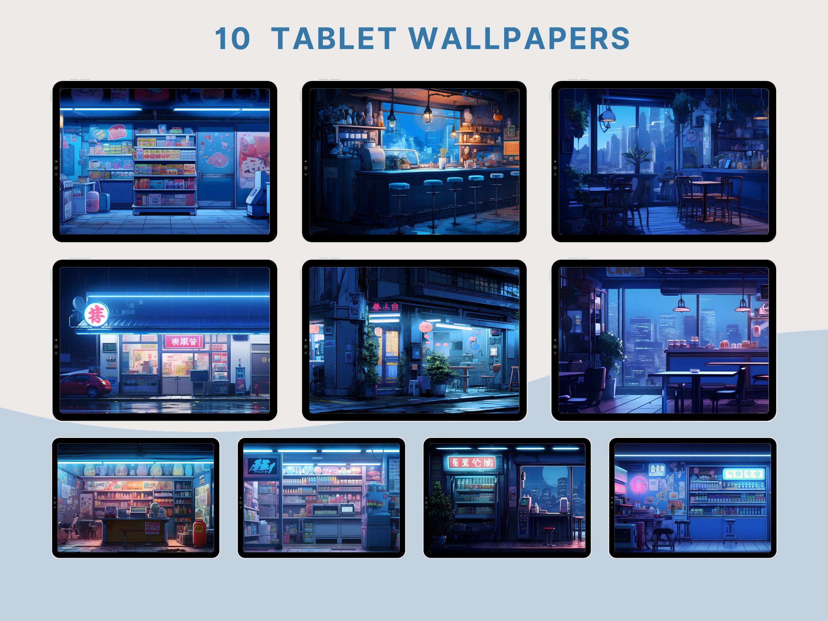 Lofi iPad Wallpaper Blue Lofi Anime iPad Wallpaper Pink - Etsy