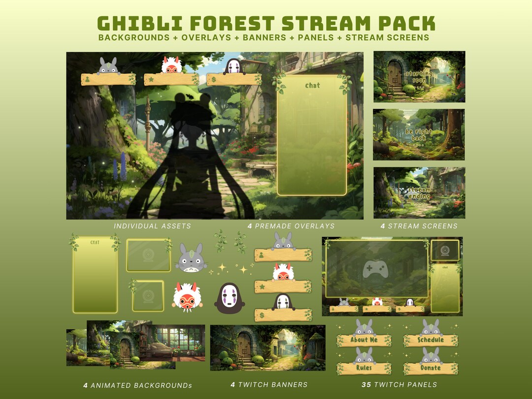 Cozy Ghibli Twitch Overlay Animated Vtuber Background Cozy Twitch ...