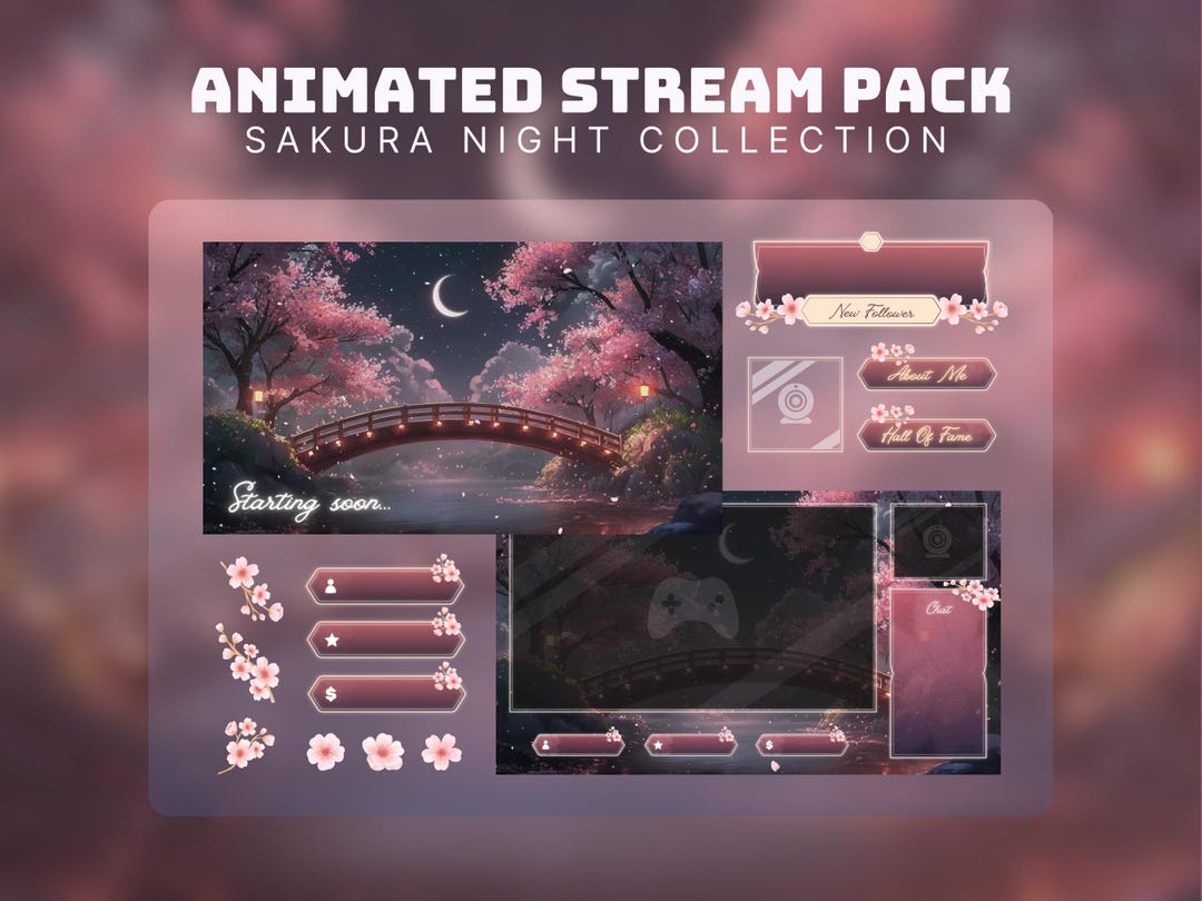 Sakura Stream Package Pink Vtuber Twitch Overlay Sakura Stream Pack ...