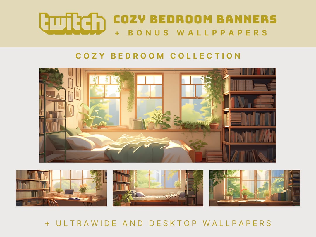 Cozy Twitch Banner Cottagecore Twitch Overlay Cozy Bedroom Twitch ...