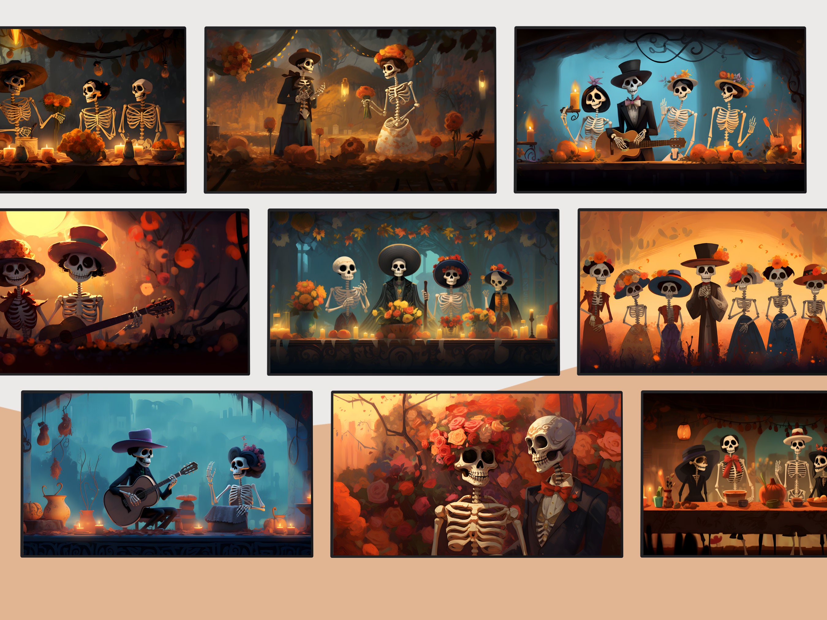 Desktop Wallpaper Halloween Wallpaper Day of the Dead - Etsy