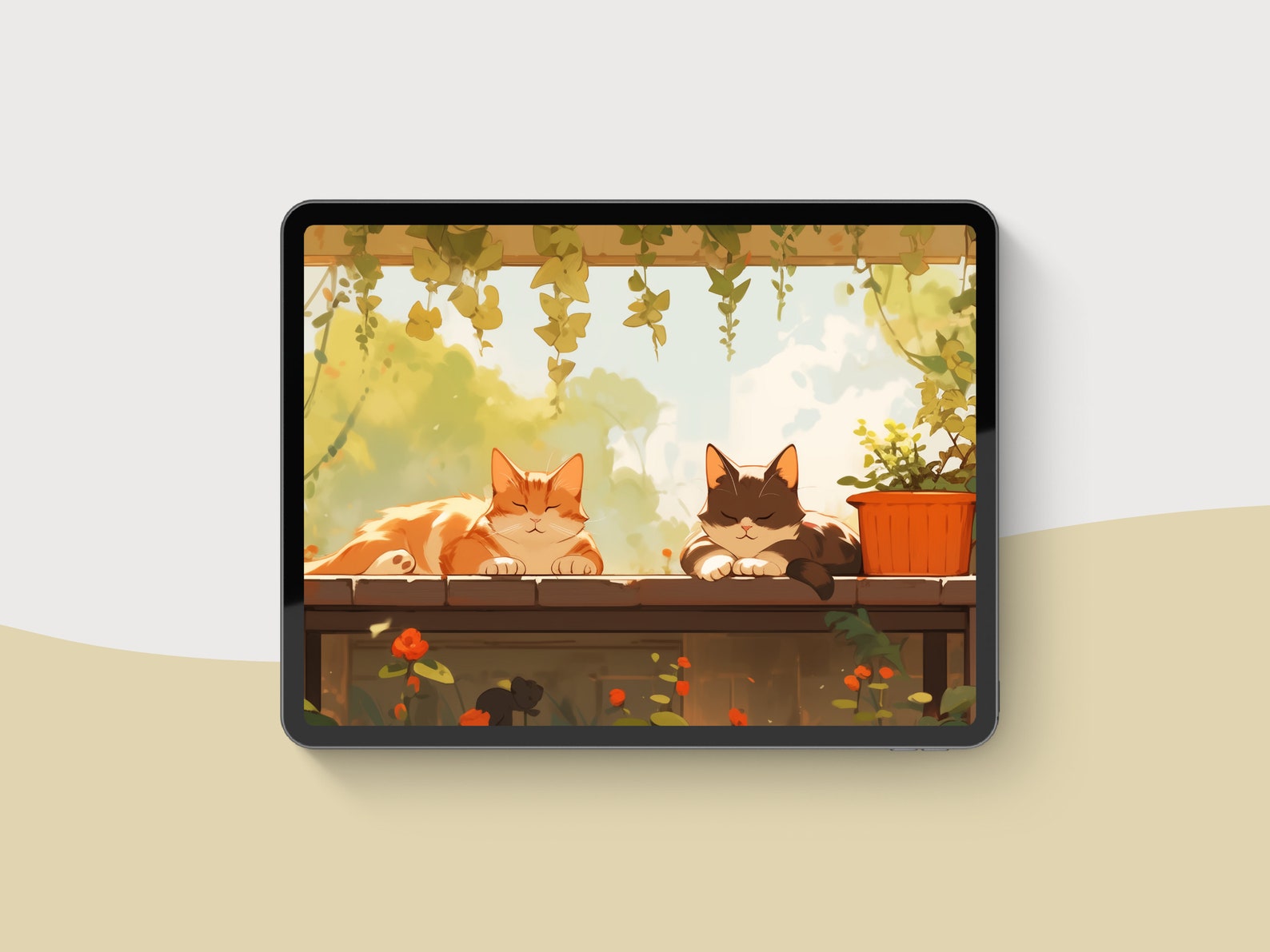 Cute Cat iPad Wallpaper Cottagecore Tablet Wallpaper Kawaii Cat ...