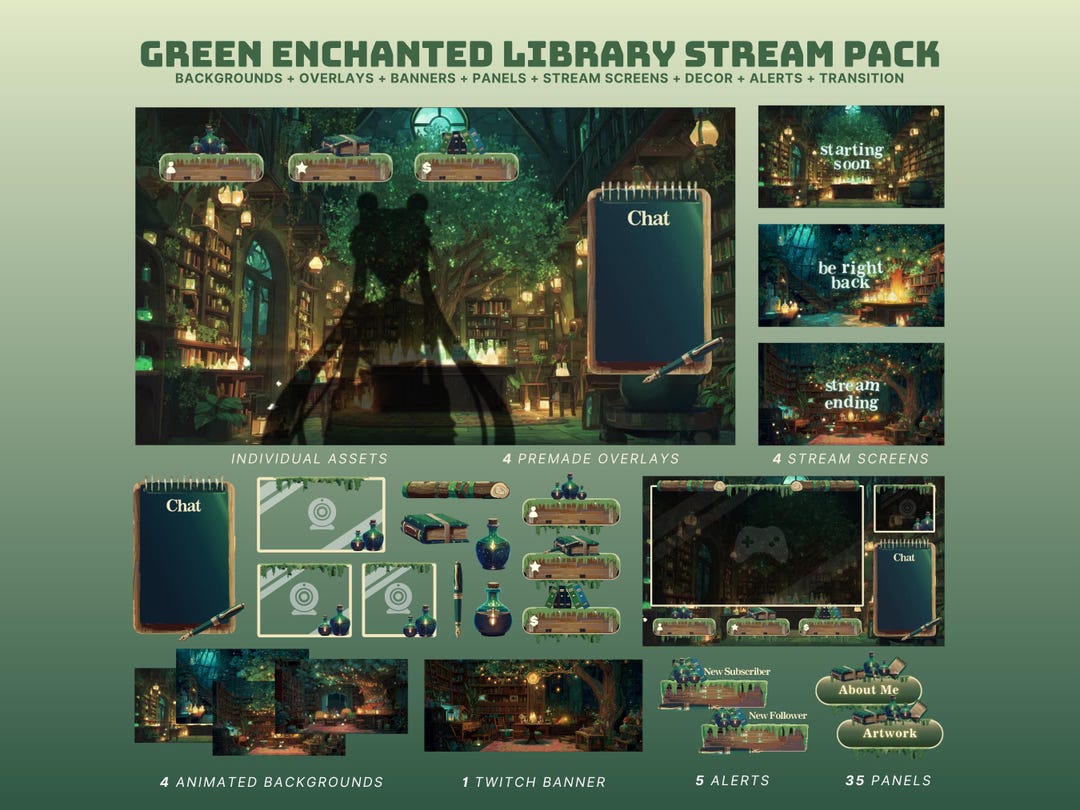 Cozy Forest Vtuber Stream Package Dark Academia Twitch Overlay ...