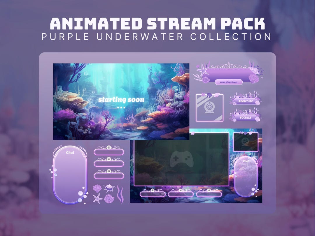 Animated Vtuber Purple Stream Package Ocean Stream Pack Underwater ...