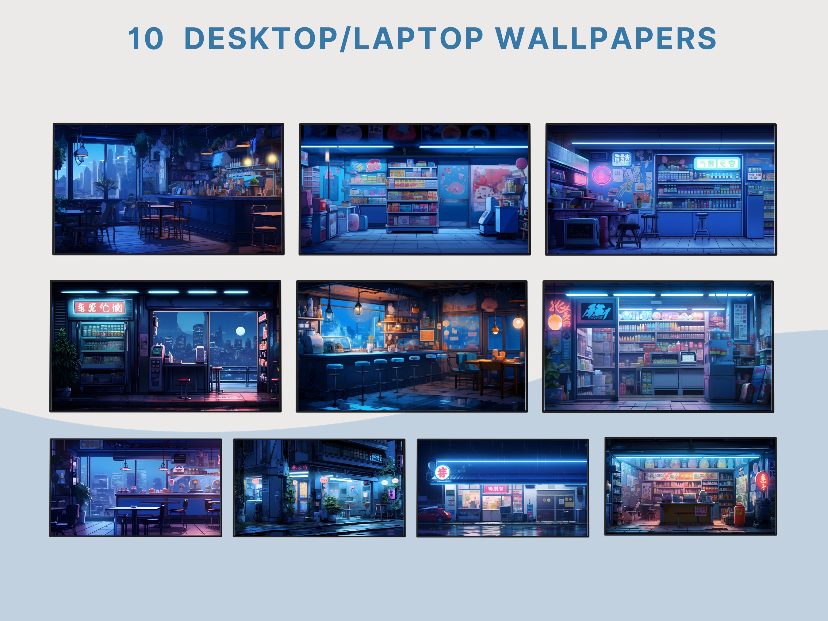 Lofi Wallpaper Blue Lofi Anime Desktop Wallpaper Vaporwave - Etsy Australia