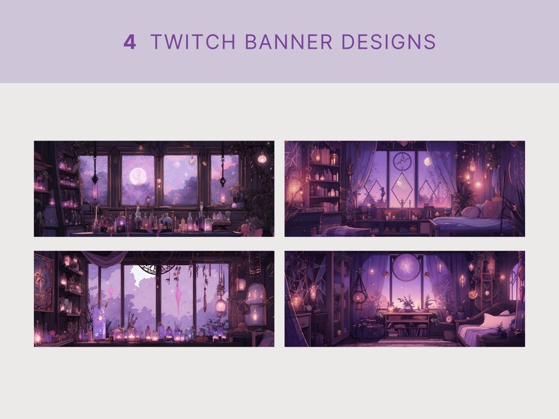 Purple Twitch Overlay Witch Animated Stream Screen Halloween Twitch Banner Witchcraft Overlay ...