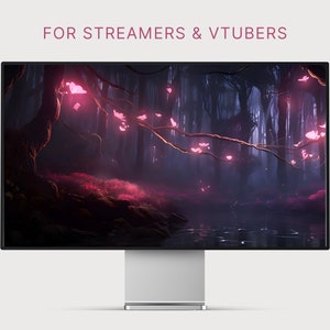 Pink Forest Twitch Overlay Vtuber Background Animated Overlay Halloween ...