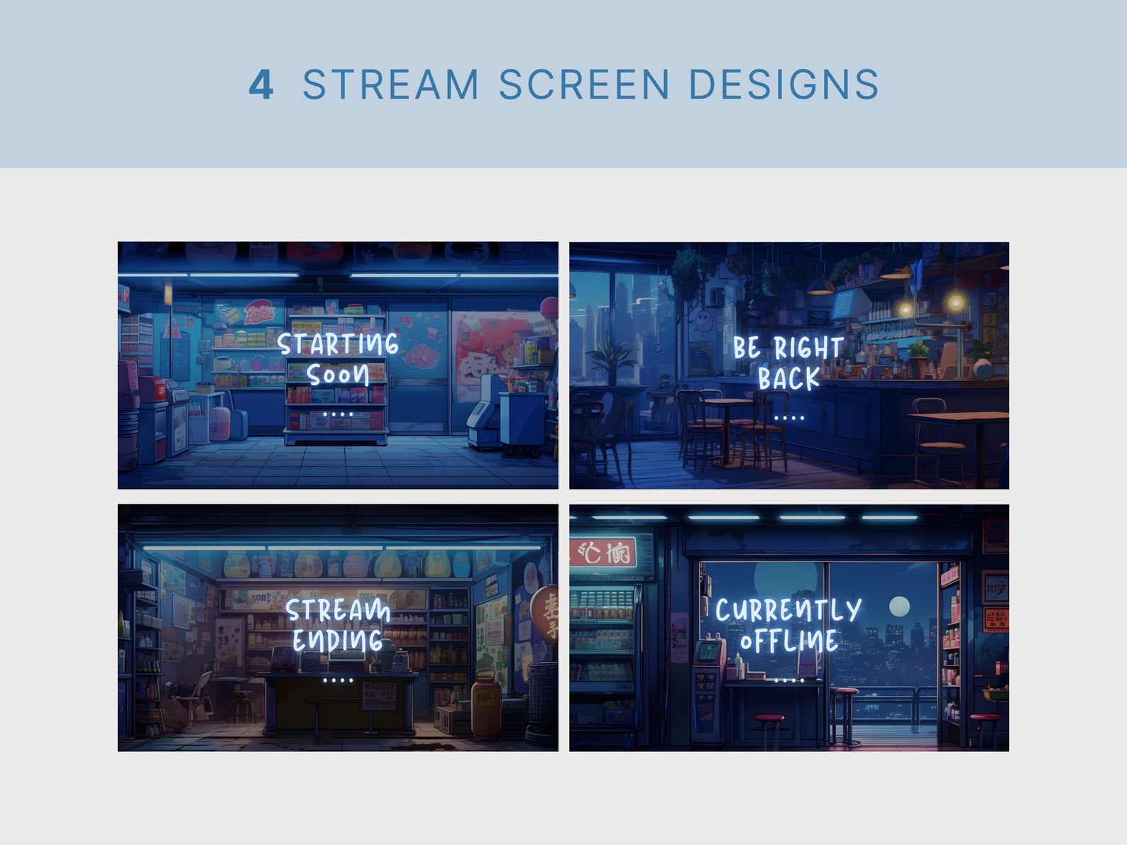 Lofi Twitch Animated Stream Screen Blue Stream Screen Lofi Twitch ...