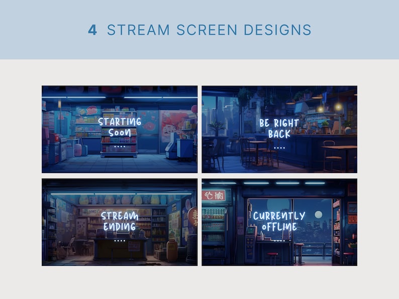 Lofi Twitch Animated Stream Screen Blue Stream Screen Lofi Twitch ...