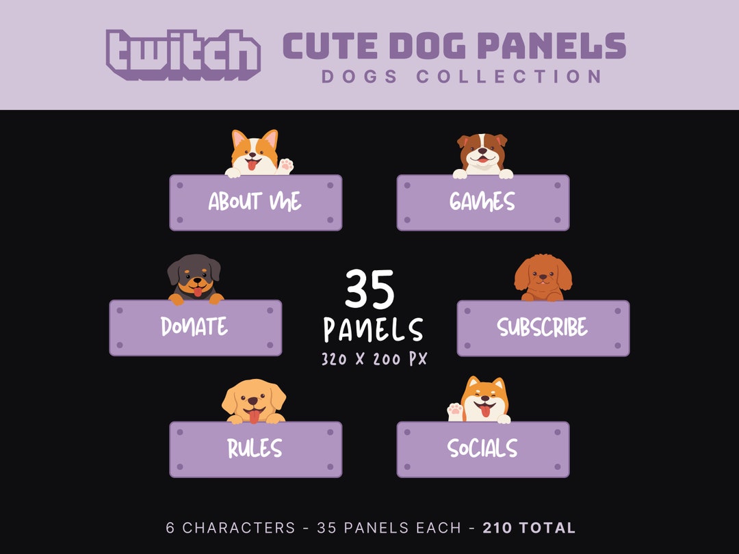 Purple Twitch Panels Dog Twitch Panels Cute Twitch Panels Ghibli Stream ...