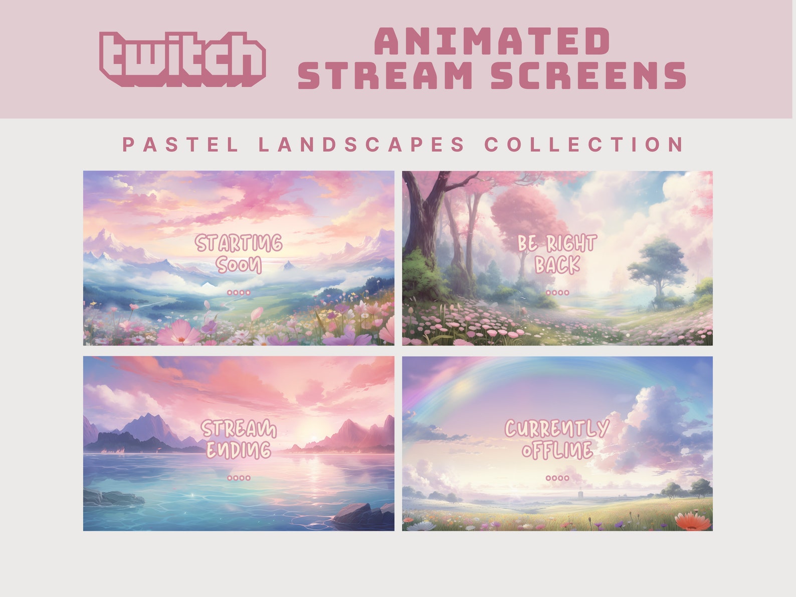 Pink Twitch Overlay Pink Animated Stream Screen Cute Twitch Overlay ...