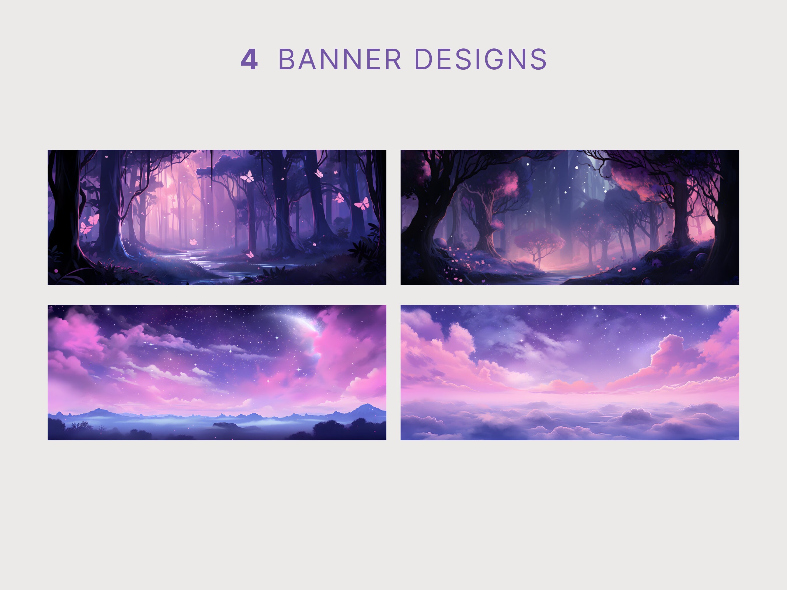 Purple Twitch Stream Banner Purple Halloween Twitch Banner Purple Sky ...