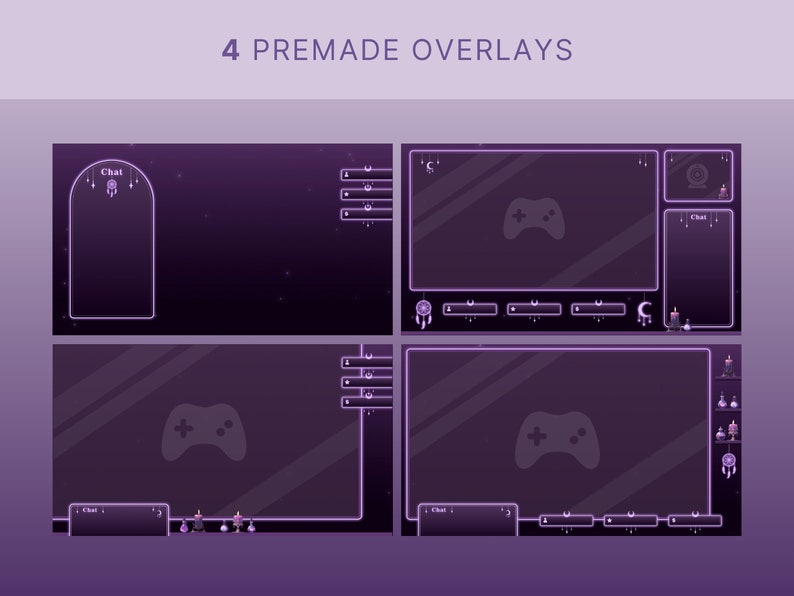 Purple Twitch Overlay Animated Vtuber Background Witch Twitch Overlay ...