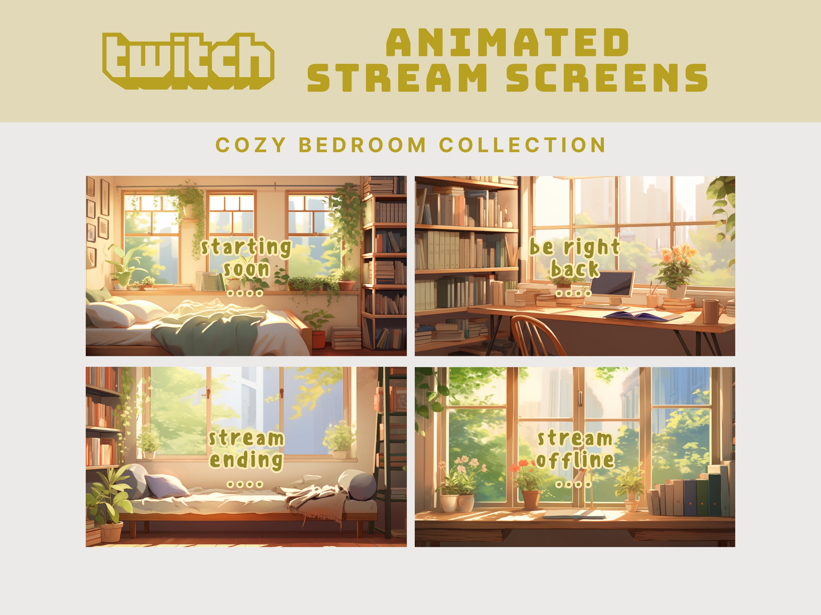 Cozy Bedroom Twitch Overlay Cottagecore Stream Screen Spring Twitch ...