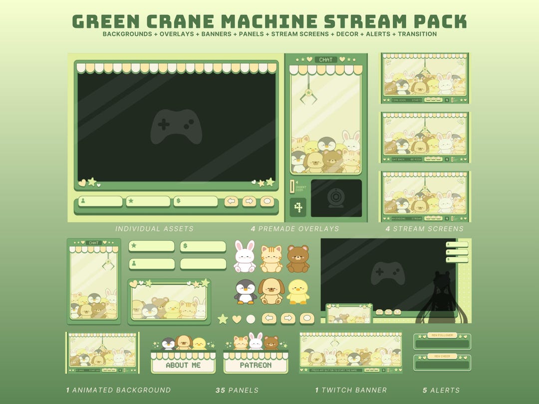 Retro Stream Pack Cute Claw Machine Stream Package Arcade Overlay Crane ...