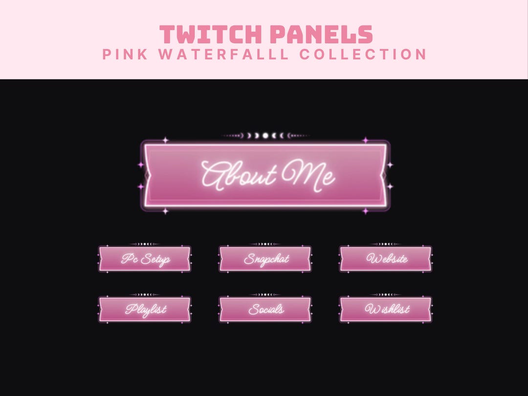 Cute Pink Twitch Panels Pink Twitch Overlay Glowing Stream Panels Pink ...