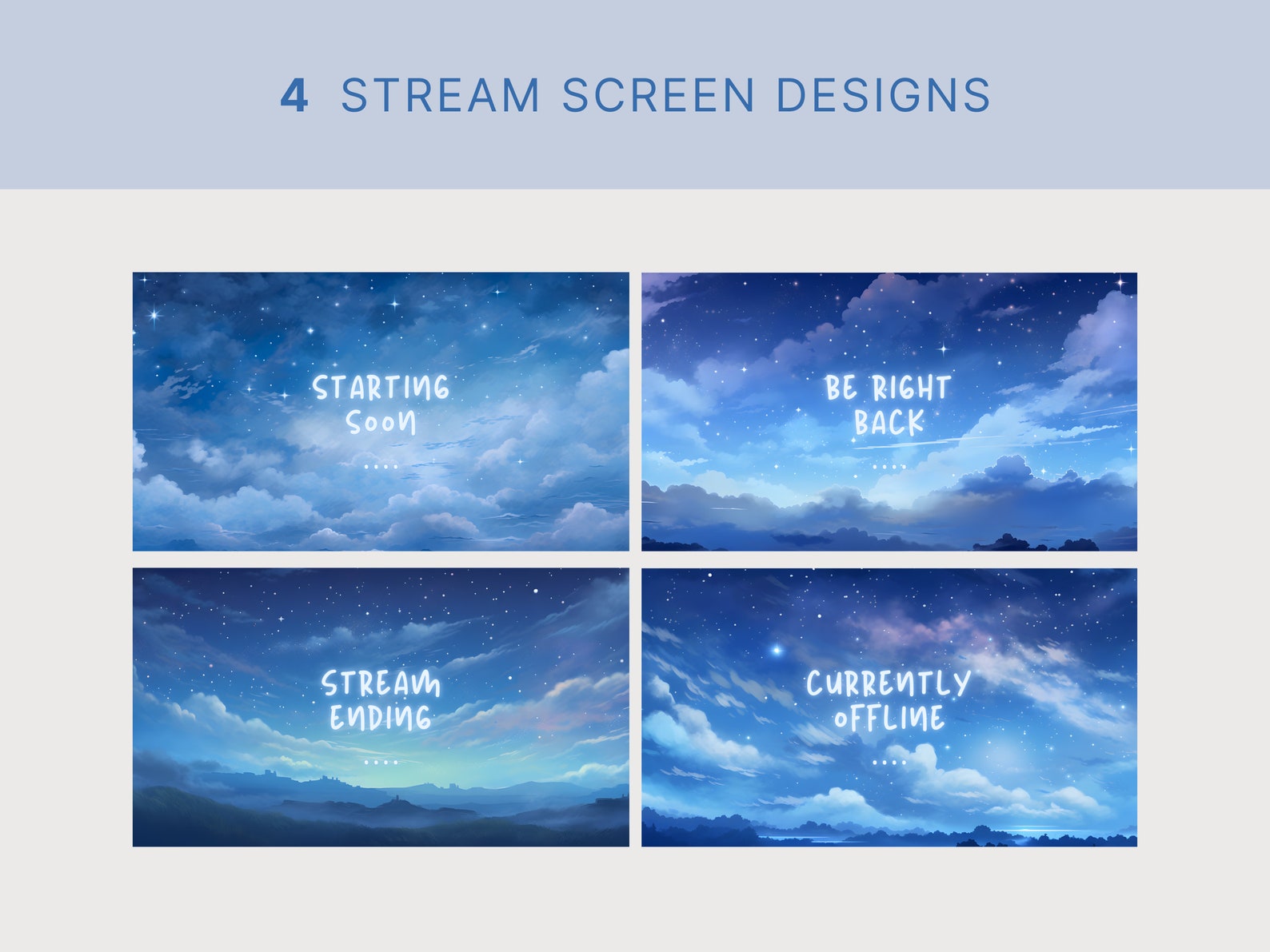 Blue Animated Stream Screen Blue Sky Twitch Stream Screen Blue Twitch ...