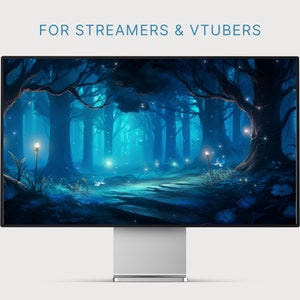 Blue Vtuber Background Animated Twitch Overlay Blue Forest Stream ...