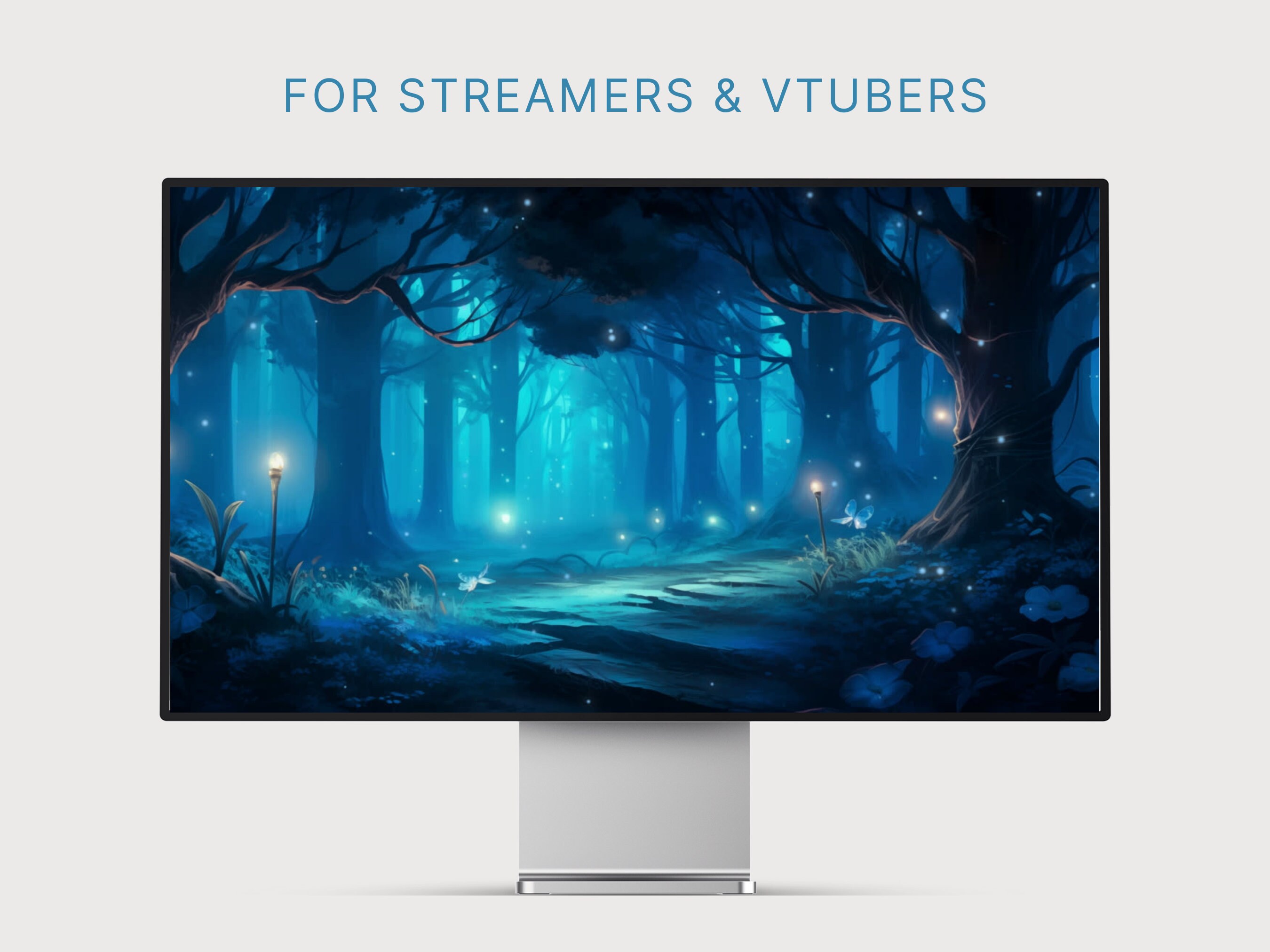 Blue Vtuber Background Animated Twitch Overlay Blue Forest Stream ...
