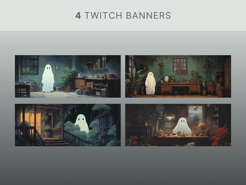 Ghost Stream Pack Halloween Twitch Overlay Ghost Vtuber Background ...
