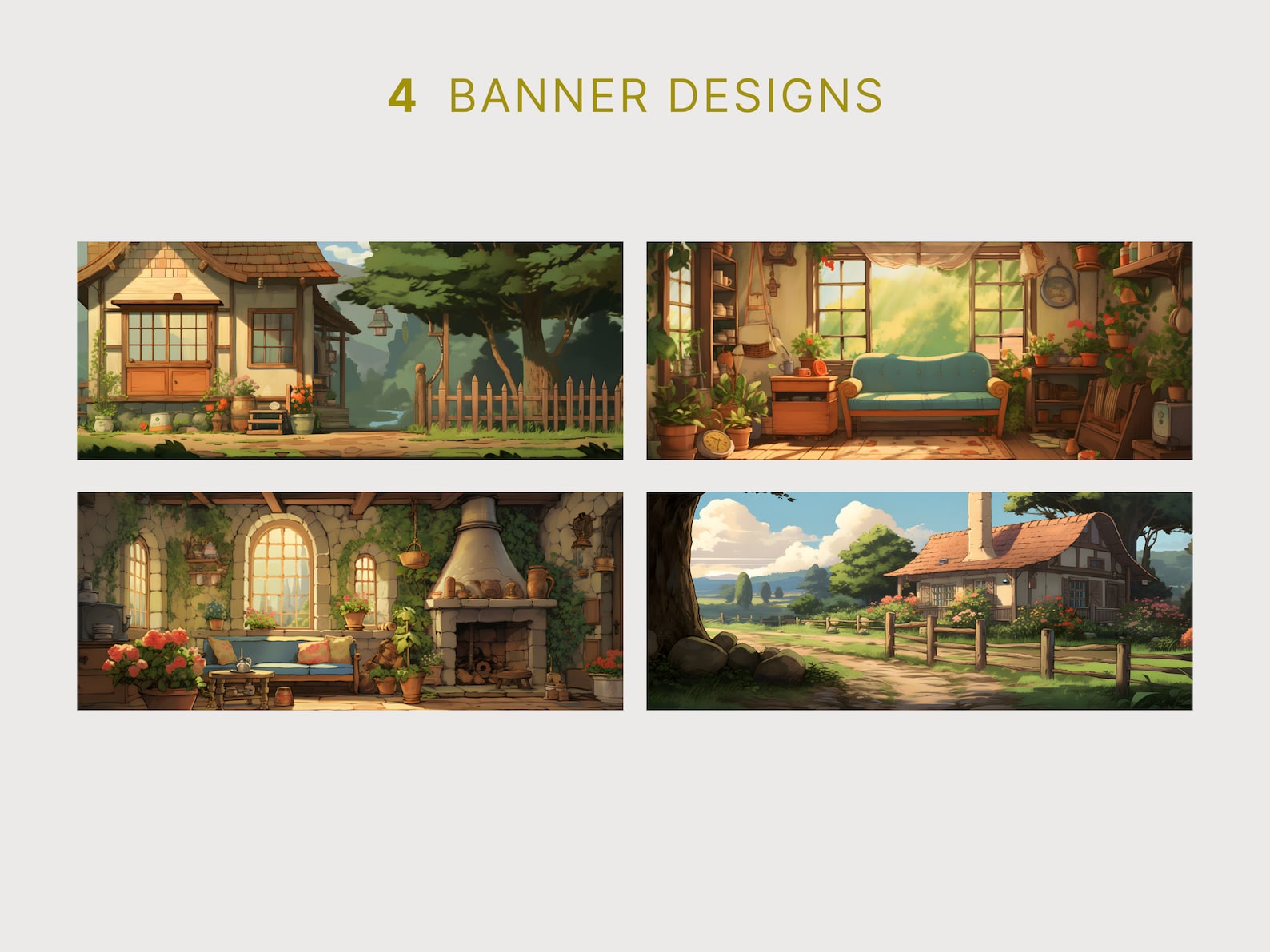 Cottagecore Twitch Stream Banner Studio Ghibli Twitch Banner Cozy ...