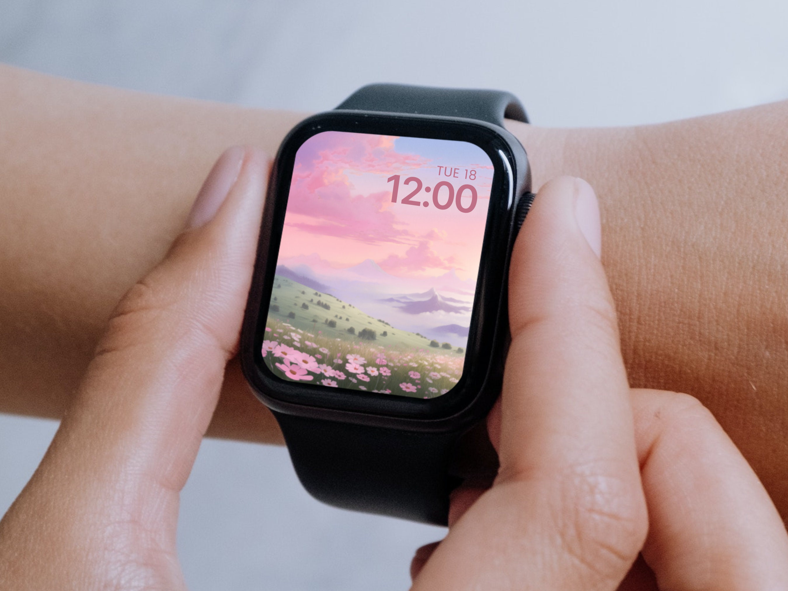 Pink Apple Watch Wallpaper Dreamy Pink Watch Face Pastel Flowers ...