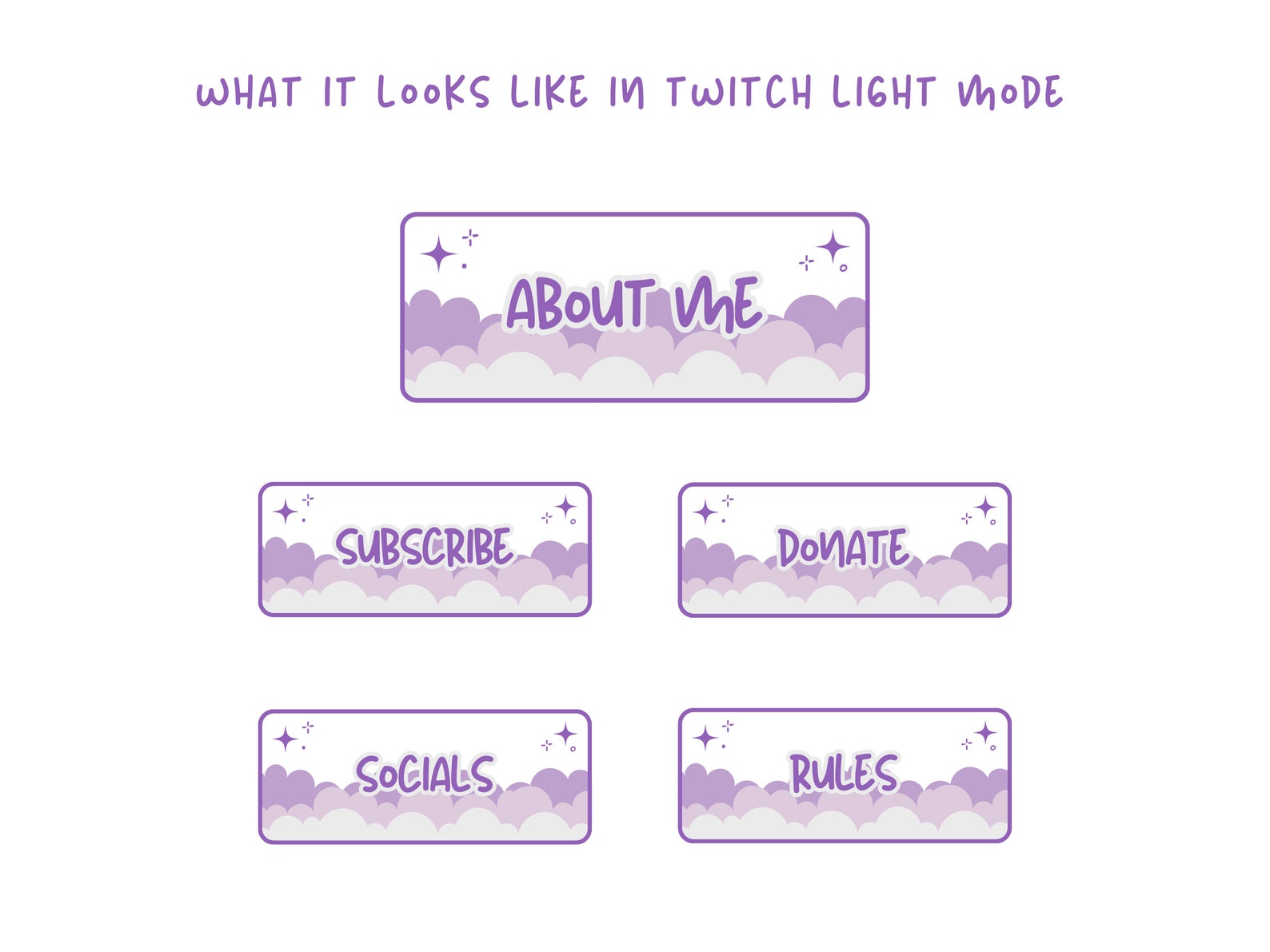 Purple Twitch Panels Cloud Twitch Overlay Cute Stream Panels Cloud ...