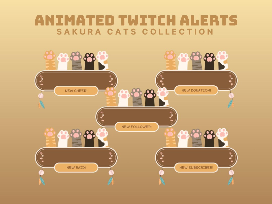 Cute Cat Animated Twitch Alert Cute Twitch Overlay Cat Stream Alert ...