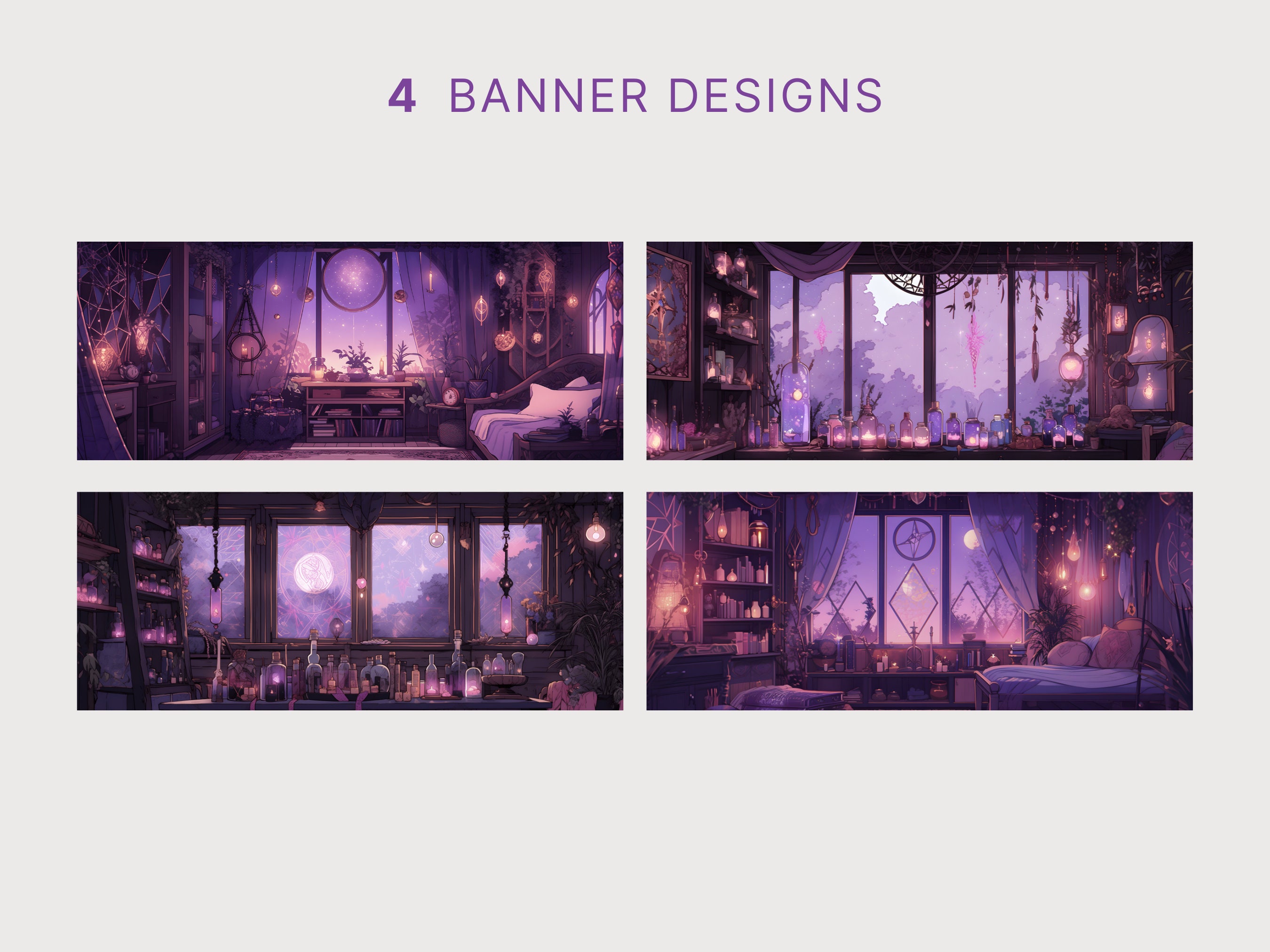 Purple Twitch Stream Banner Purple Halloween Twitch Banner Witch Stream ...
