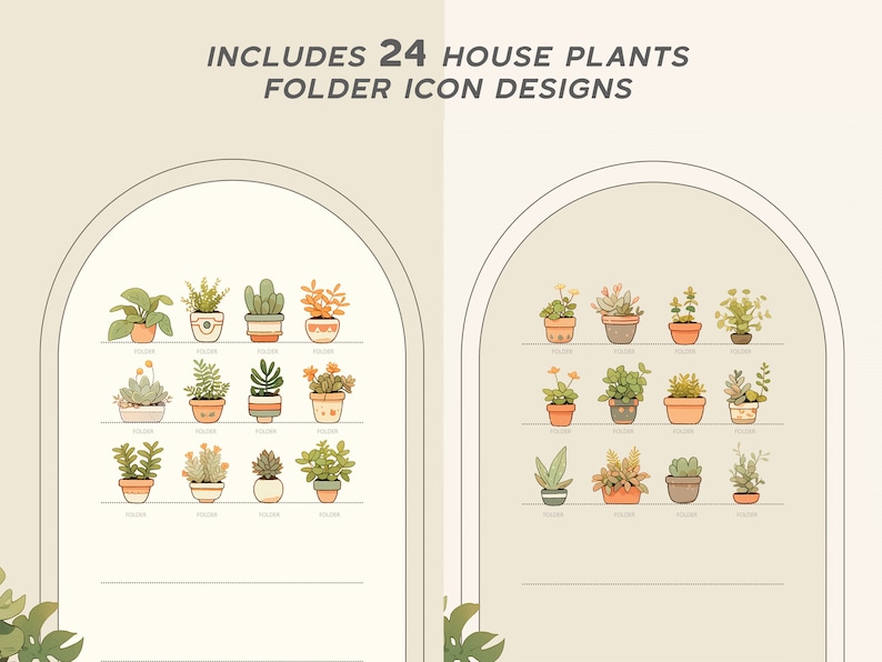 Cute Desktop Folder Icons House Plants Icons Boho Icons Kawaii Folder ...