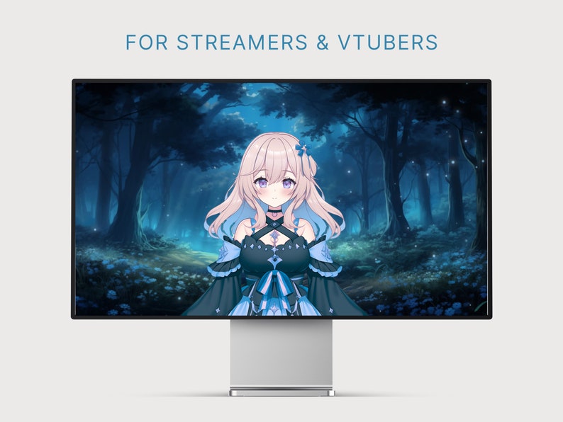 Animated Vtuber Background Blue Twitch Overlay Blue Forest Stream ...