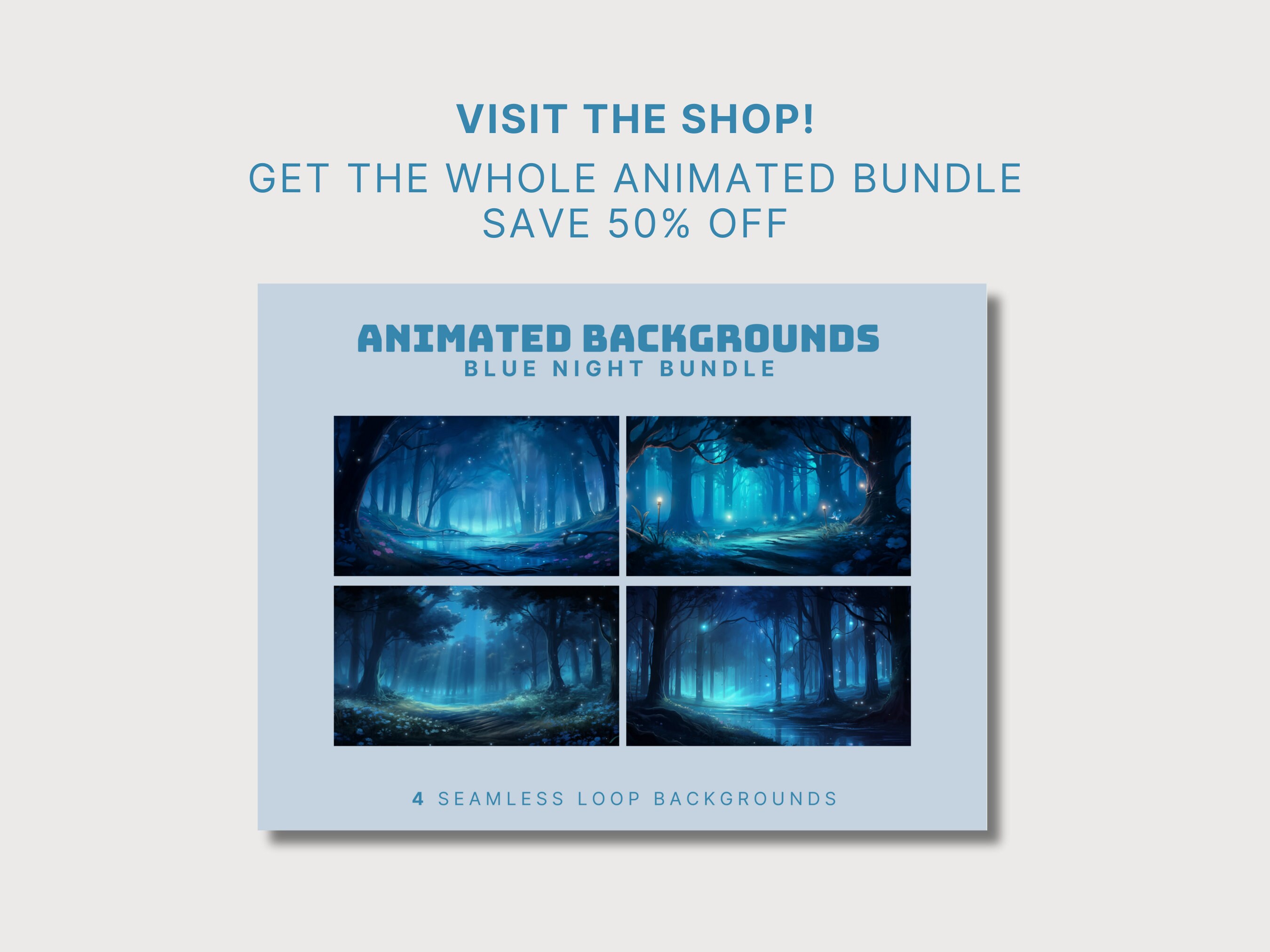 Blue Vtuber Background Animated Twitch Overlay Blue Forest Stream ...