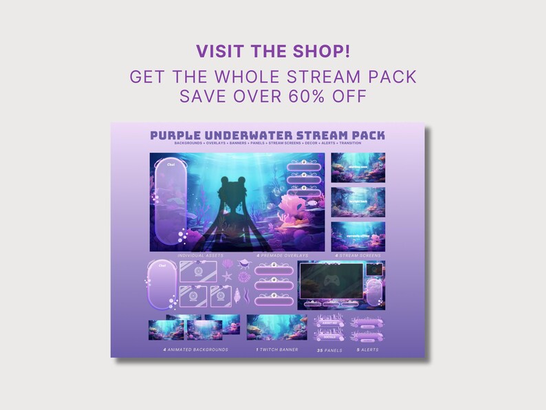 Purple Vtuber Animated Ocean Background Sea Animated Stream Background ...