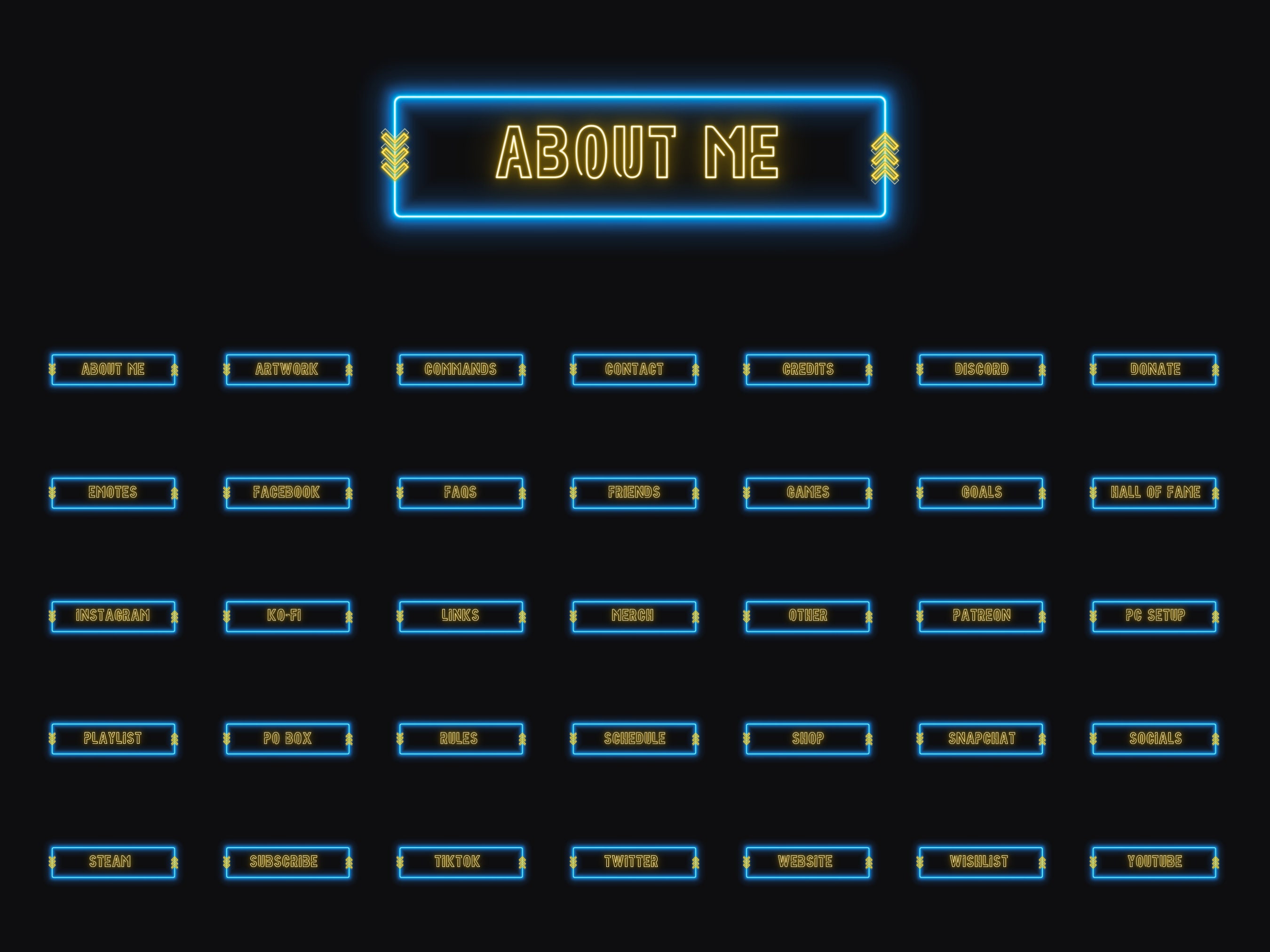 Blue Twitch Panels Neon Twitch Panel Neon Blue Twitch Panel Yellow Lofi ...