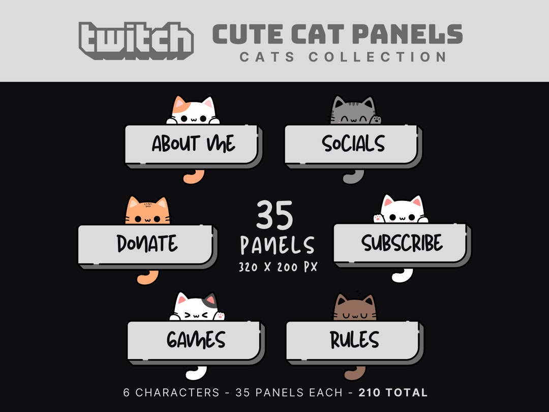 Cat Twitch Panels Cute Twitch Panels Kawaii Twitch Panels Cat Stream Panels Cats Twitch Overlay ...