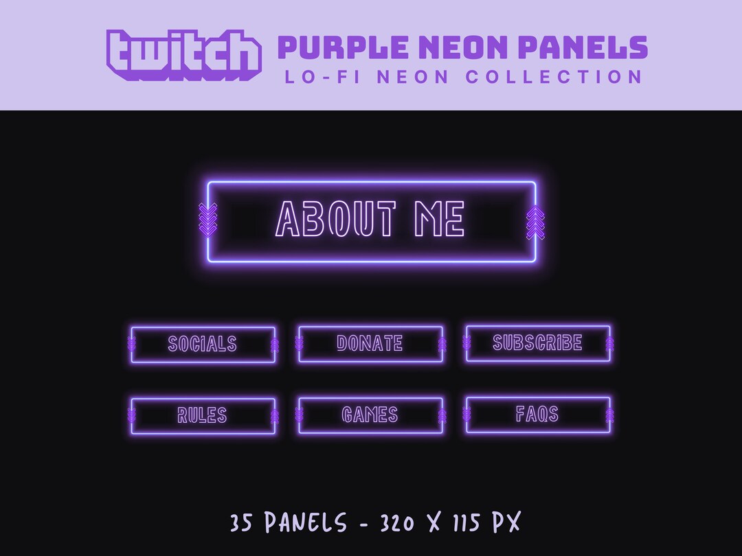 Purple Twitch Panels Neon Twitch Panels Lofi Twitch Overlay Purple Neon ...