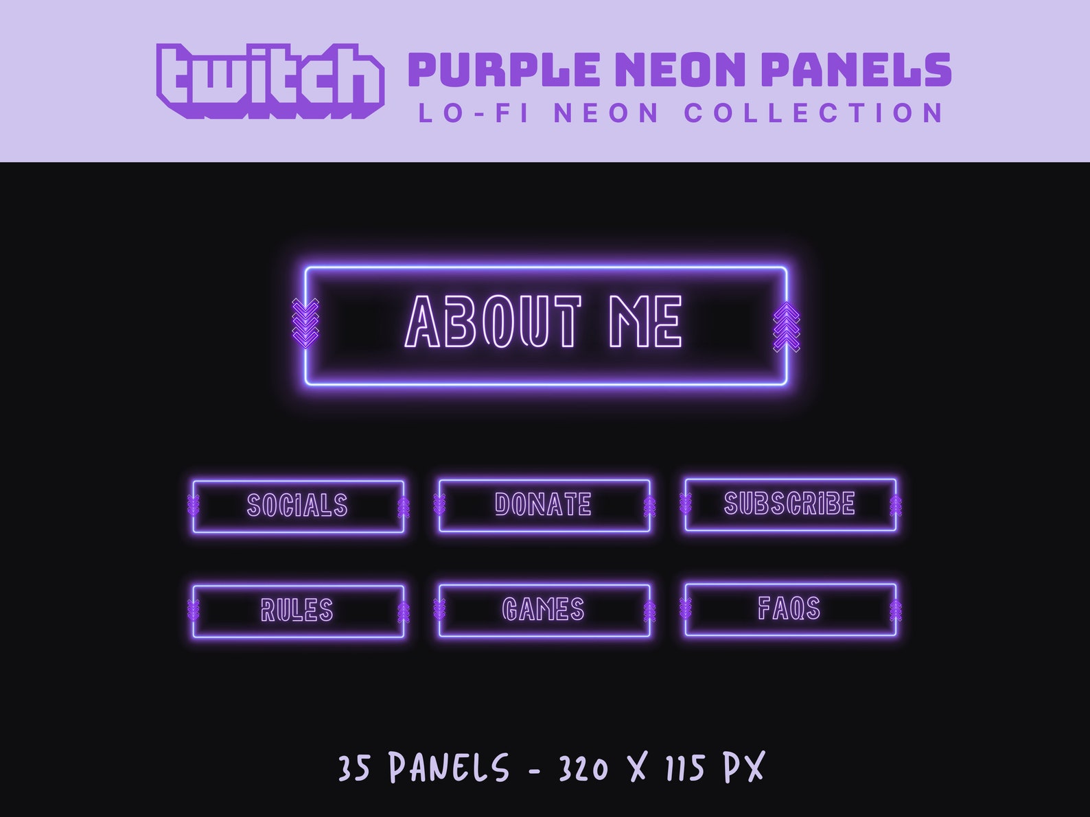 Purple Twitch Panels Neon Twitch Panels Lofi Twitch Overlay Purple Neon ...