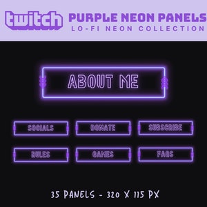 Purple Twitch Panels Neon Twitch Panels Lofi Twitch Overlay Purple Neon ...