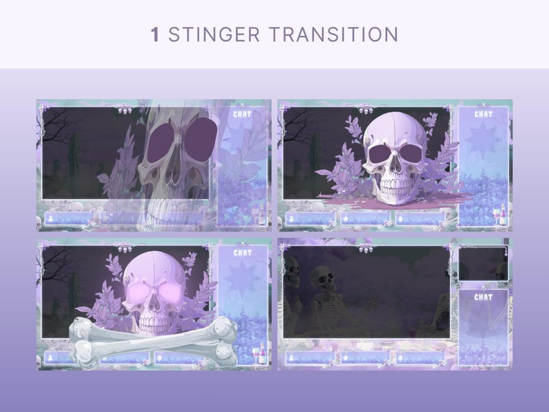 Purple Skull Stinger Twitch Overlay Halloween Animated Pastel Stream ...